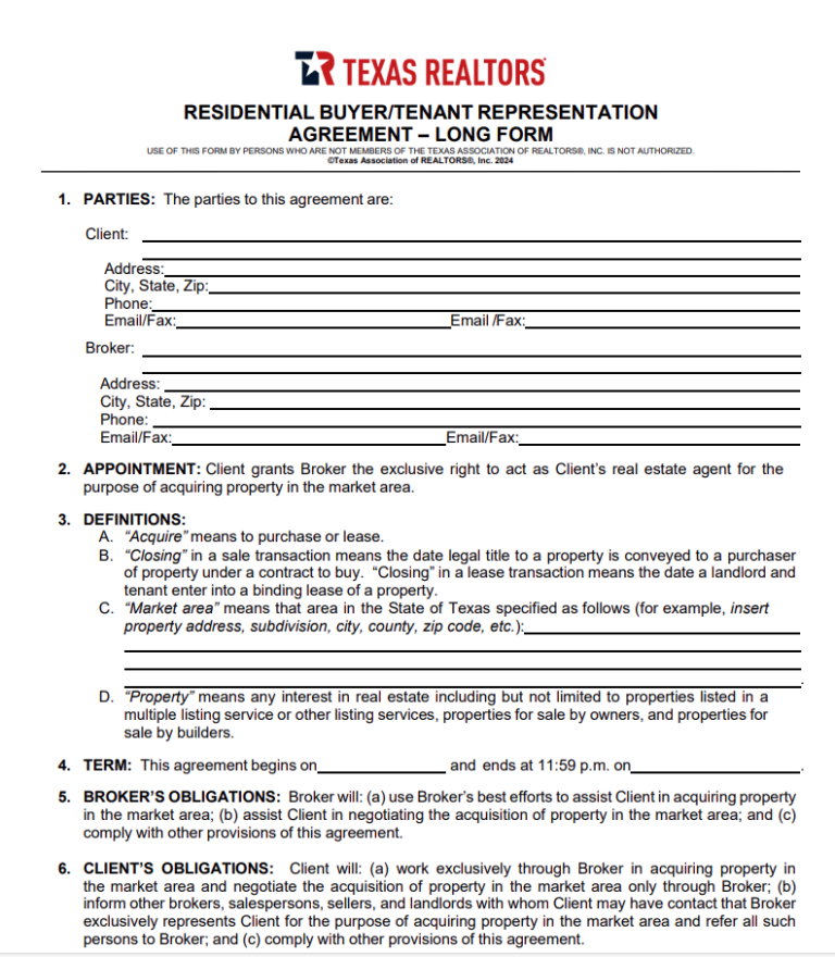 Real Estate Forms – Land Over Texas