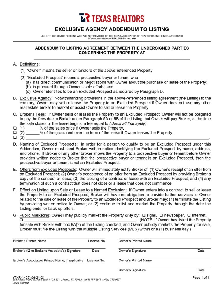 Real Estate Forms – Land Over Texas