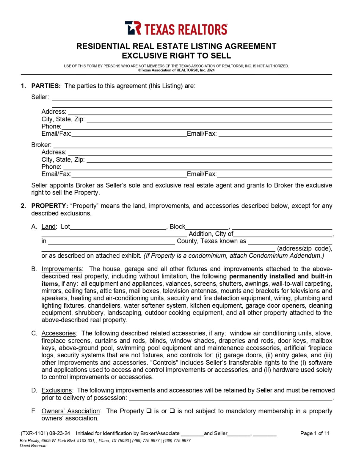 Real Estate Forms – Land Over Texas